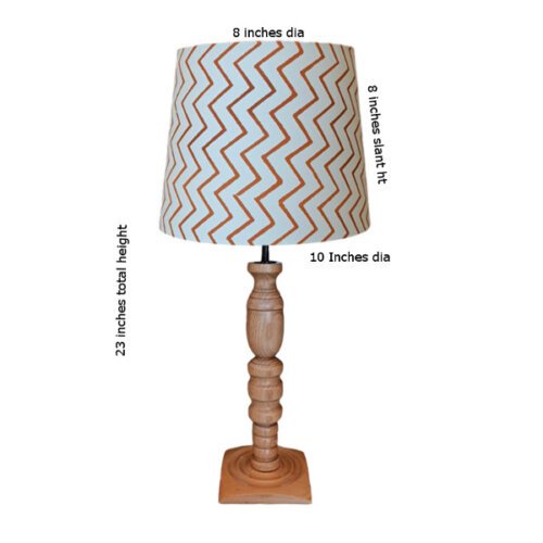 Classical Chevron table lamp with wooden base | Woodooz Home Decor®