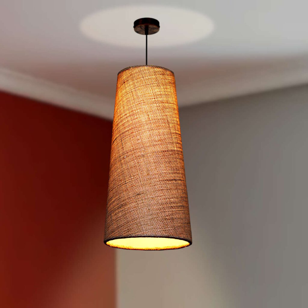 Ceiling hanging light - Jute burlap conical pendant lampshade for ...