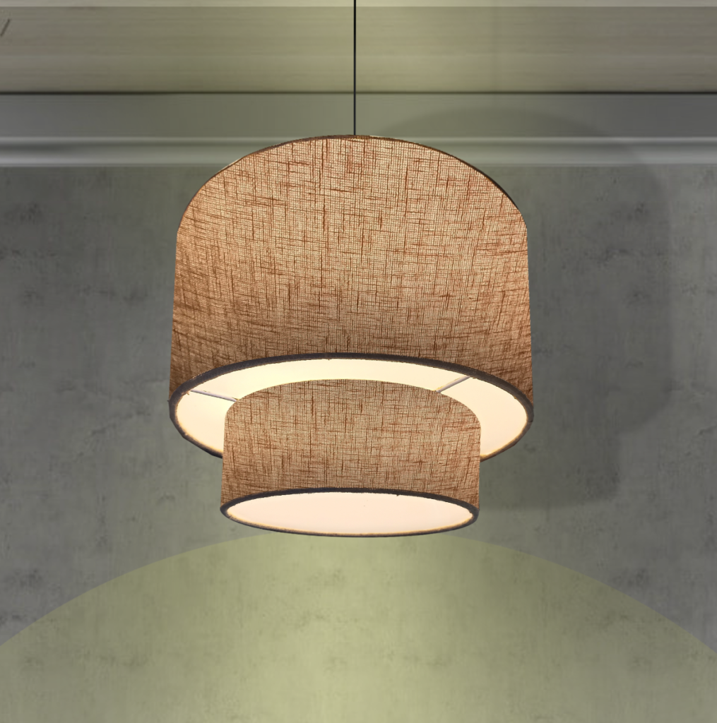Dual Layer hanging lamp shade with beige textured fabric | Woodooz Home ...