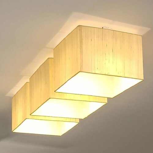 Premium fabric chandelier lamp - Square lamp shades in pure raw silk ...
