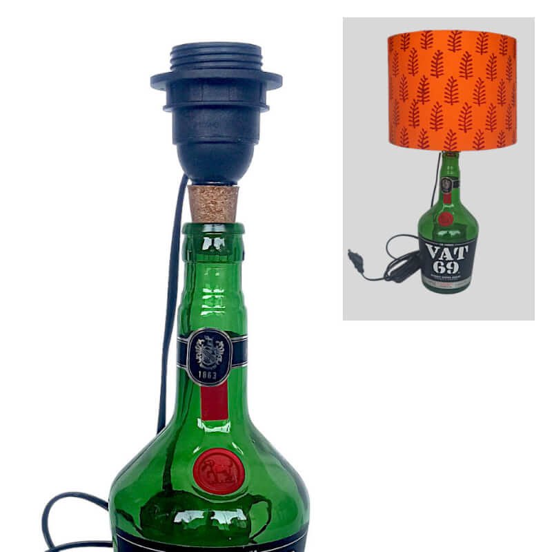 Inexpensive bottle lamp kit - No drilling or wiring skill needed